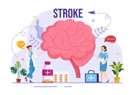 Human Brain Stroke Vector Illustration With Scientific Medical