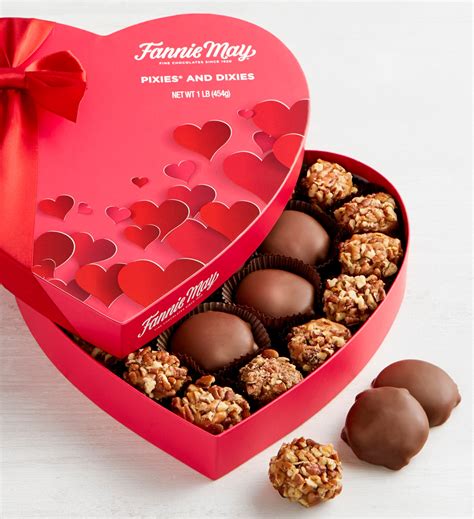 Fannie May Pixie Dixie Chocolates Heart Box 1 Lb