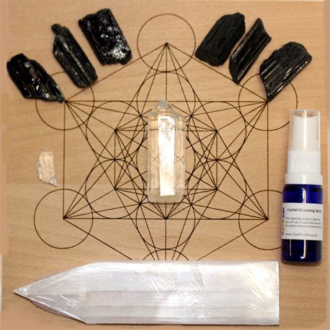 Black Tourmaline Crystal Grid For Protection Geofossils