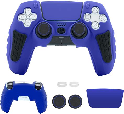 Echzove Ps5 Controller Silicone Case Blue Durable Anti