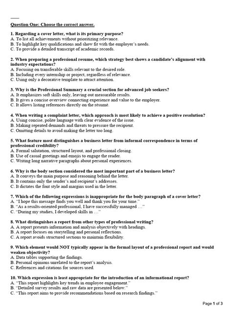 Self Assessment Exercises Handouts 4 7 Pdf Résumé