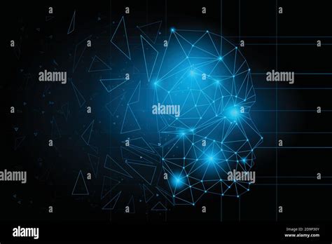 Abstract Circle Connection Futuristic With Flare Light On Grid Background Future Concept Vector