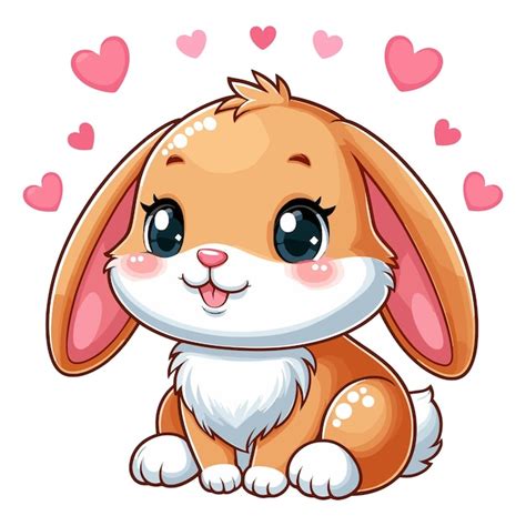 귀여운 토끼 터 만화 일러스트레이션 프리미엄 벡터