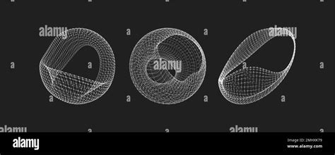 Wireframe Object With Lines And Dots Abstract 3d Connection Structure Geometric Shape For