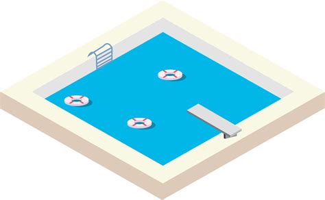 Summertime Swimming Pool Illustration Isometric Swimming Pool Isolated Simple Swimming Pool