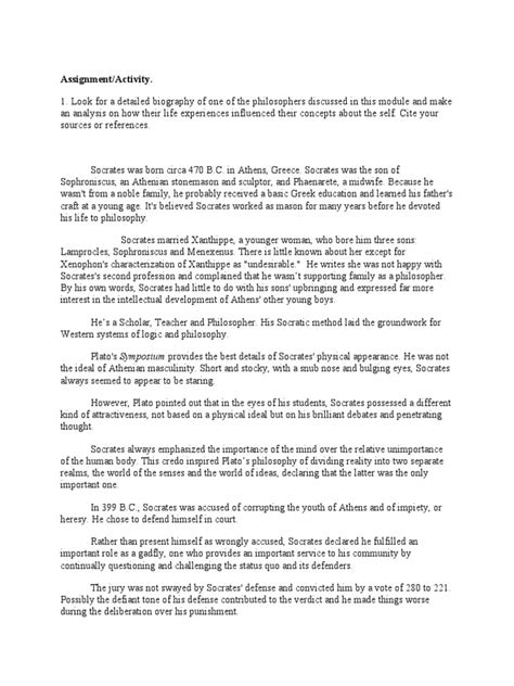 Uts Assignment 1 Pdf Socrates Philosophy Of Self