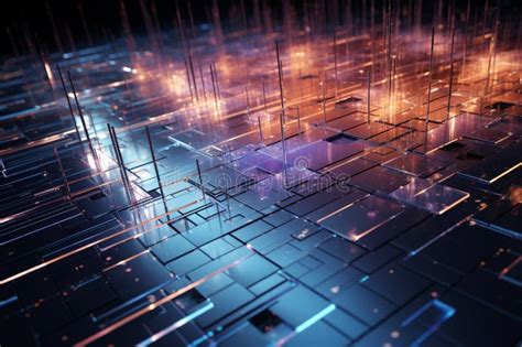 Space Abstraction 3d Rendering Presents Cube And Grid Dimensions Stock Illustration