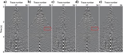 Magnified Denoising Result Comparison In Common Midpoint Gathers A