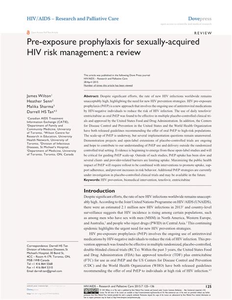 Pdf Pre Exposure Prophylaxis For Sexually Acquired Hiv Risk Management A Review