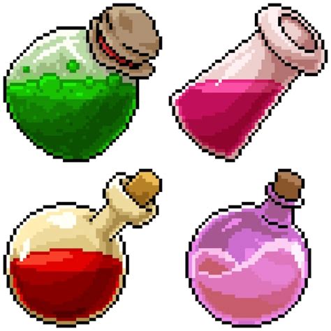 Premium Vector Pixel Art Set Isolated Potion Bottle
