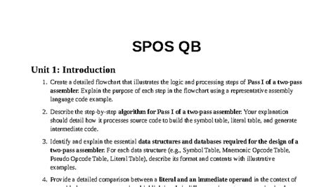 Spos Qb Comprehensive Question Bank On Assemblers And Macro
