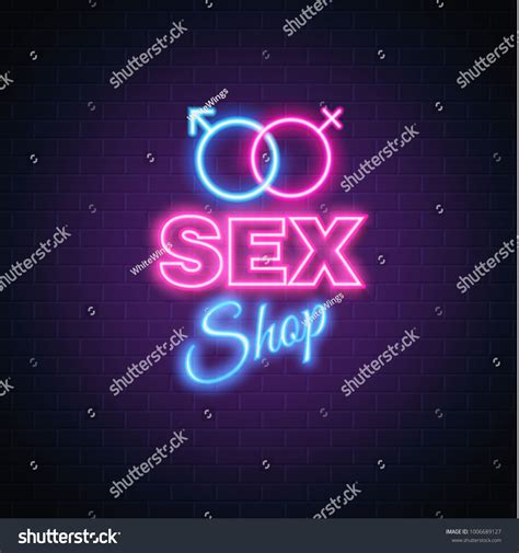 Sex Shop Neon Sign Brick Wall Stock Vector Royalty Free Shutterstock