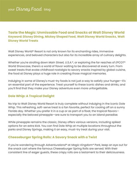 Taste The Magic Unmissable Food And Snacks At Walt Disney World
