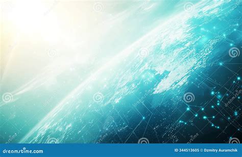 An Image Representing International Technology Business With A Blue Background And Digital Globe