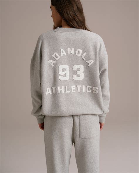 Varsity Oversized Sweatshirt Grey Melangemarshmallow White Adanola