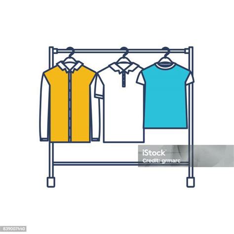 짧고 긴 소매 셔츠와 함께 남성 옷 랙 파란색과 노란색 섹션 실루엣 색상 T 셔츠에 대한 스톡 벡터 아트 및 기타 이미지 T 셔츠 기업 재무와 산업 긴 Istock