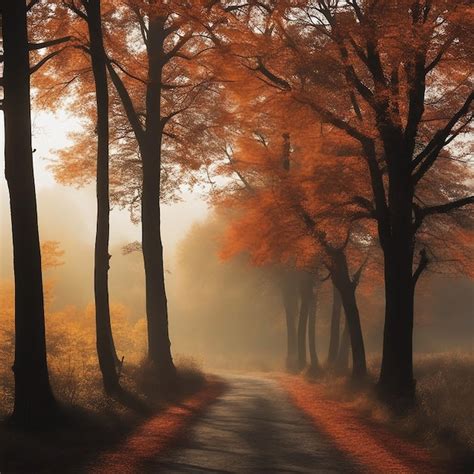 Premium Ai Image A Serene Journey Through Natures Mystique Autumn Morning Landscapes That
