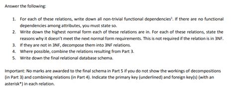 part a relational database design 10 marks
