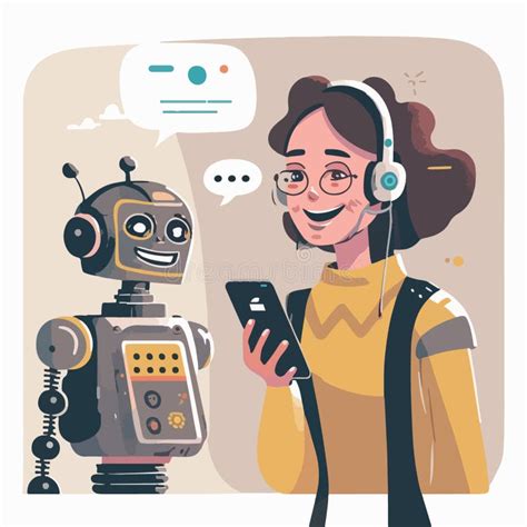A Happy Woman Talking To A Friendly Ai Chatbot Stock Illustration Illustration Of Drawing