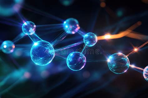 Exploring The Intricate World Of Molecules In A Vibrant Digital Representation Of Science Stock