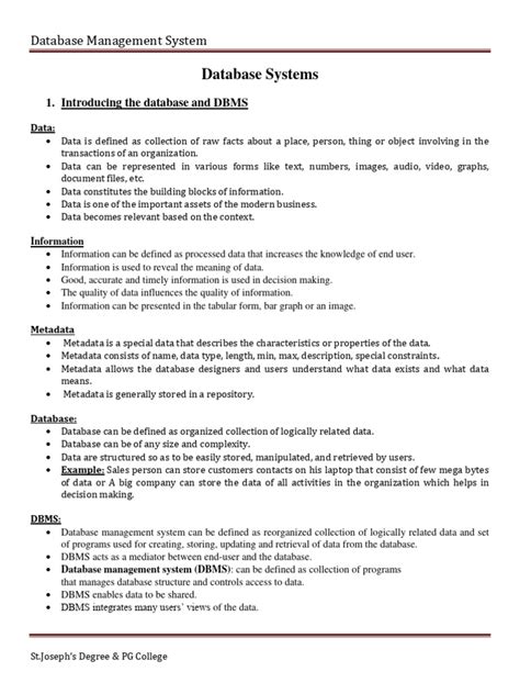Dbms Notes Full Pdf Databases Computer Virus
