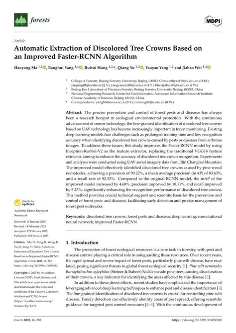 Pdf Automatic Extraction Of Discolored Tree Crowns Based On An Improved Faster Rcnn Algorithm