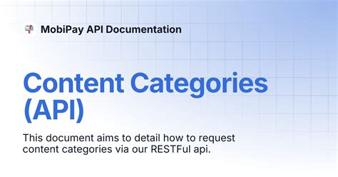 Content Categories Api Mobipay Api Documentation