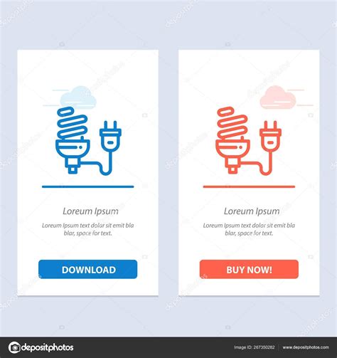 Bulb Economic Electrical Energy Light Bulb Plug Blue And R Stock