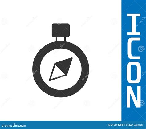 Grey Compass Icon Isolated On White Background Windrose Navigation