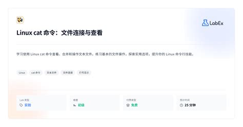 Linux Cat 命令教程：文件查看与连接 Labex