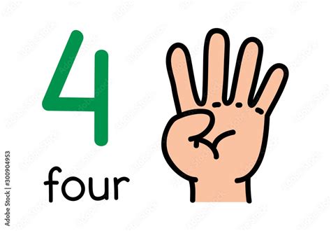 4 Kid S Hand Showing The Number Four Hand Sign Stock Vector Adobe Stock
