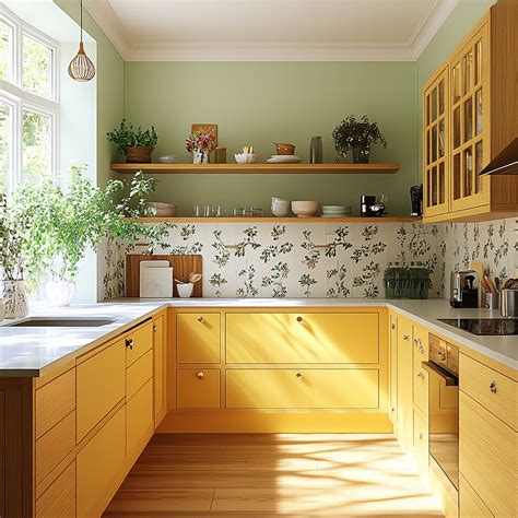 Сочетание желтой кухни с зелеными стенами In 2024 Home