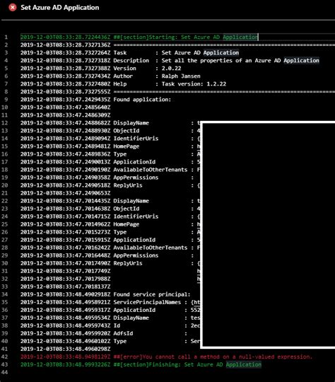 Set Azure Ad Application You Cannot Call A Method On A Null Valued Expression · Issue 35