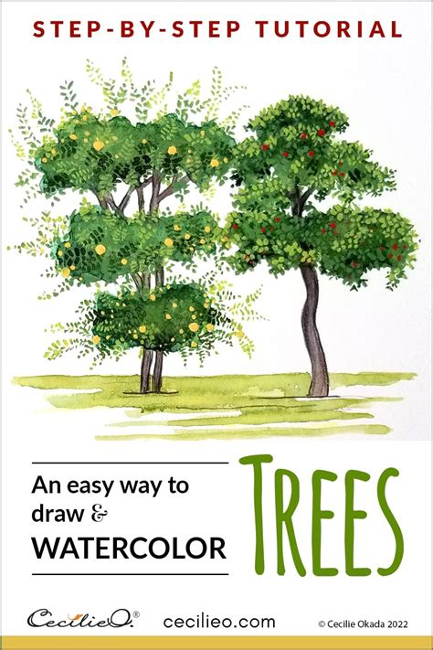 How To Watercolor Trees Inspired By Oriental Art