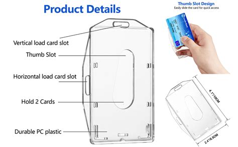 2 Pack Hard Plastic Badge Holder Dual Sided Horizontal