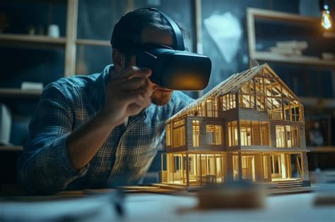 Virtual Reality Architecture Male Architect Testing 3d House Models