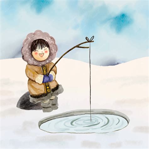 Illustration Esquimau Aquarelle Vecteur Gratuite