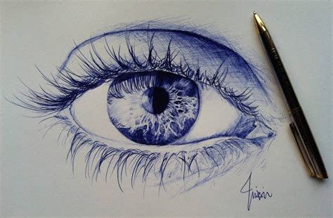 Eye Ballpoint Pen Drawing By Zhixintay On Deviantart Ink Pen Art Pen