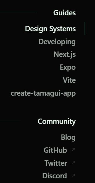 Bug Docs Have A Visual Bug On Left Navigator · Issue 327 · Tamagui