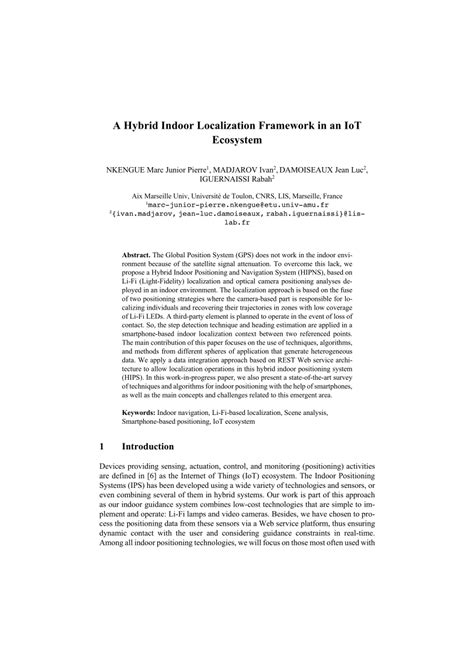Pdf A Hybrid Indoor Localization Framework In An Iot Ecosystem