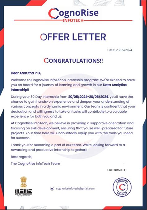 Amrutha P G On Linkedin Cognoriseinfotech Cognorise Internship Dataanalytics Intern