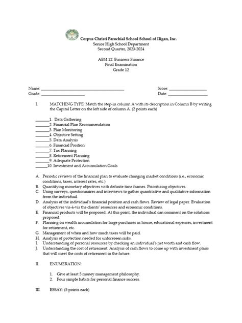 final exam business finance pdf wealth capital accumulation