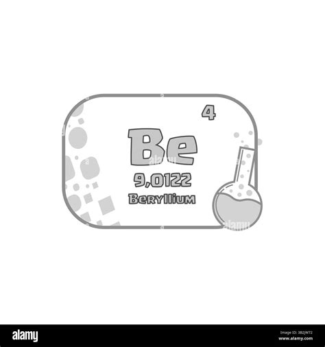 Beryllium Vector Block Atomic Number Four Be Element Icon Grey Science Chart Stock Vector
