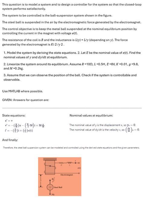 Control Systems Please Solve Chegg