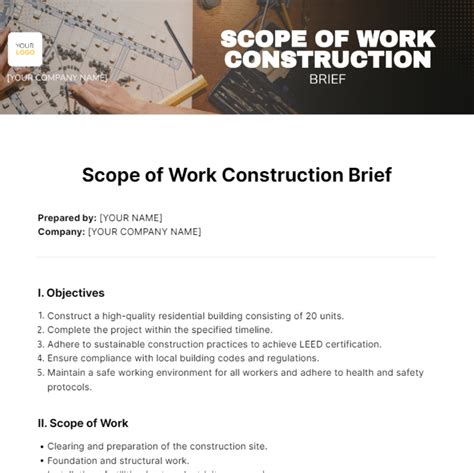 Free Scope Of Work Construction Brief Template To Edit Online