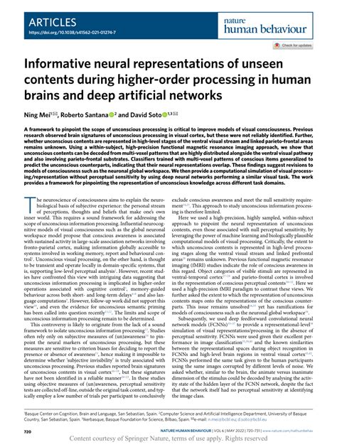 Informative Neural Representations Of Unseen Contents During Higher Order Processing In Human