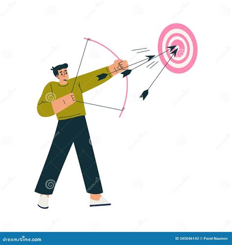 Productive Workflow With Man Shooting Arrow In Dartboard Managing Task Vector Illustration Stock