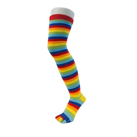 Toetoe Essential Everyday Unisex Over Knee Stripy Cotton Toe Socks Fruugo Us