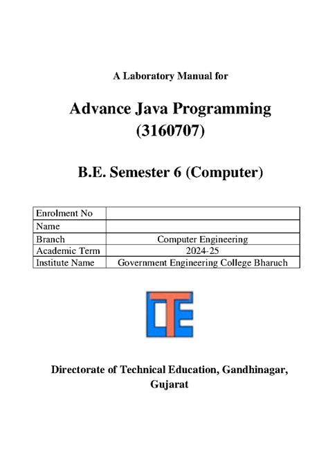 3160707 Advanced Java Programming Lab Manual Practical Implementation