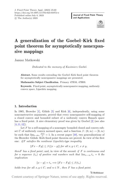 Pdf A Generalization Of The Goebelkirk Fixed Point Theorem For Asymptotically Nonexpansive